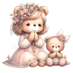 Praying Clipart, Gratitude Clipart, Bear Clip Art, 10 PNG Angel Baby ...