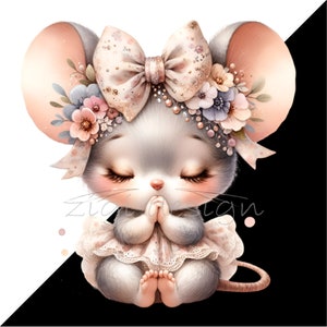 Praying Clipart, Gratitude Clipart, Mouse Clip Art, 12 PNG Girl Angel ...