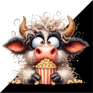 Comics Cow Eating Popcorn Clipart, 10 PNG Funny Farm Animal Cartoon ...