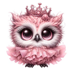 Princess Owl Clipart PNG, Pink Owl With Tiara and Tutu, 10 Cute Animal ...