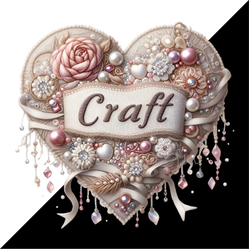 10 PNG Craft Heart Clipart, Knitting Sewing Yarn Ball Pearl Flower ...