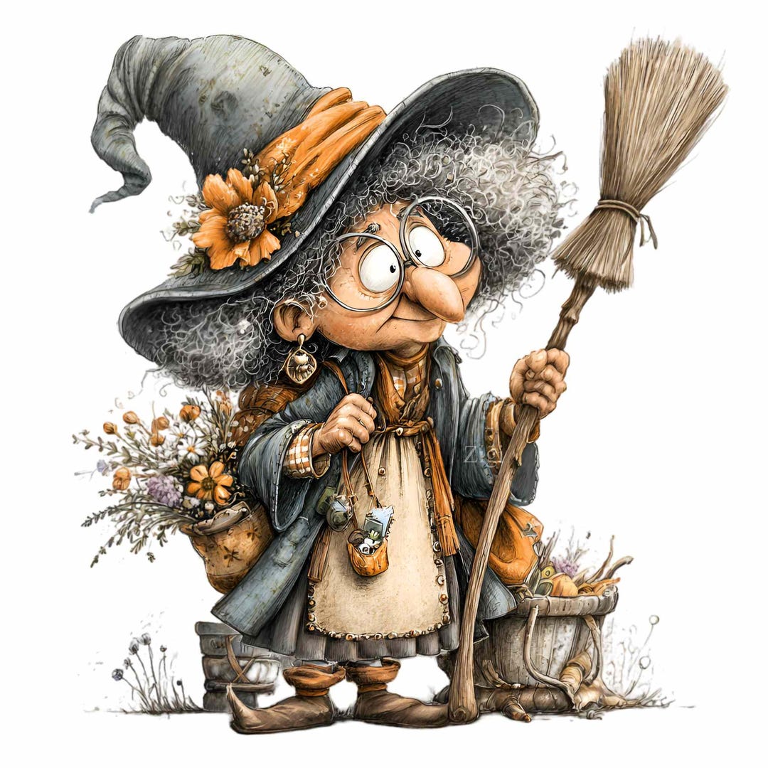 14 PNG Elder Witch Clipart – Funny Grandma Halloween Lady - Etsy