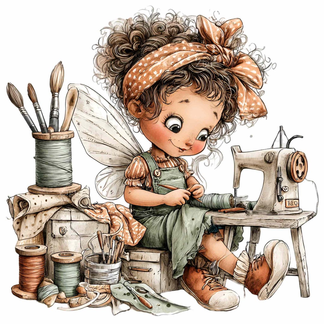 15 PNG Thread Spool Clipart – Sewing Fairy PNG – Cute Craft Art for ...