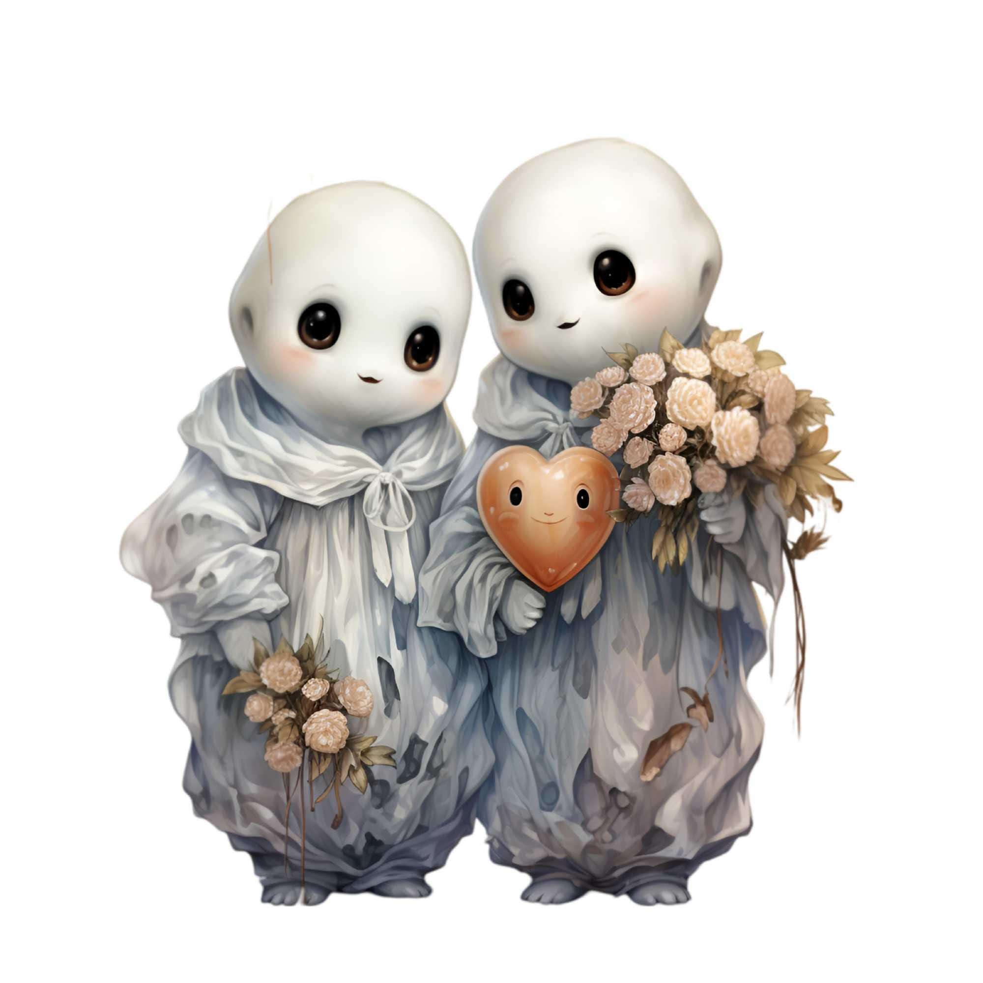 15 PNG Ghost Friends Clipart – Cute Fall Png – Sunflower Pumpkin ...