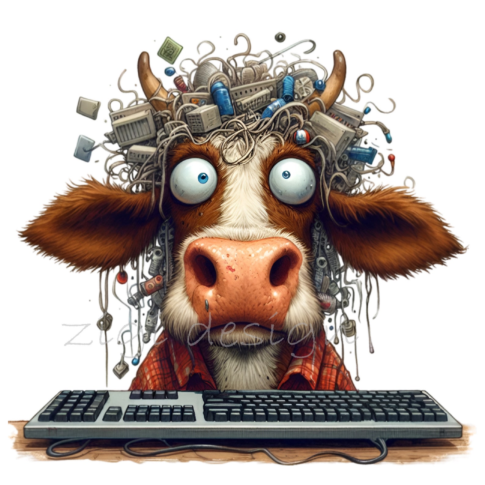 10 PNG Funny Cow at Computer Clipart – Tech Humor Farm Animal ...