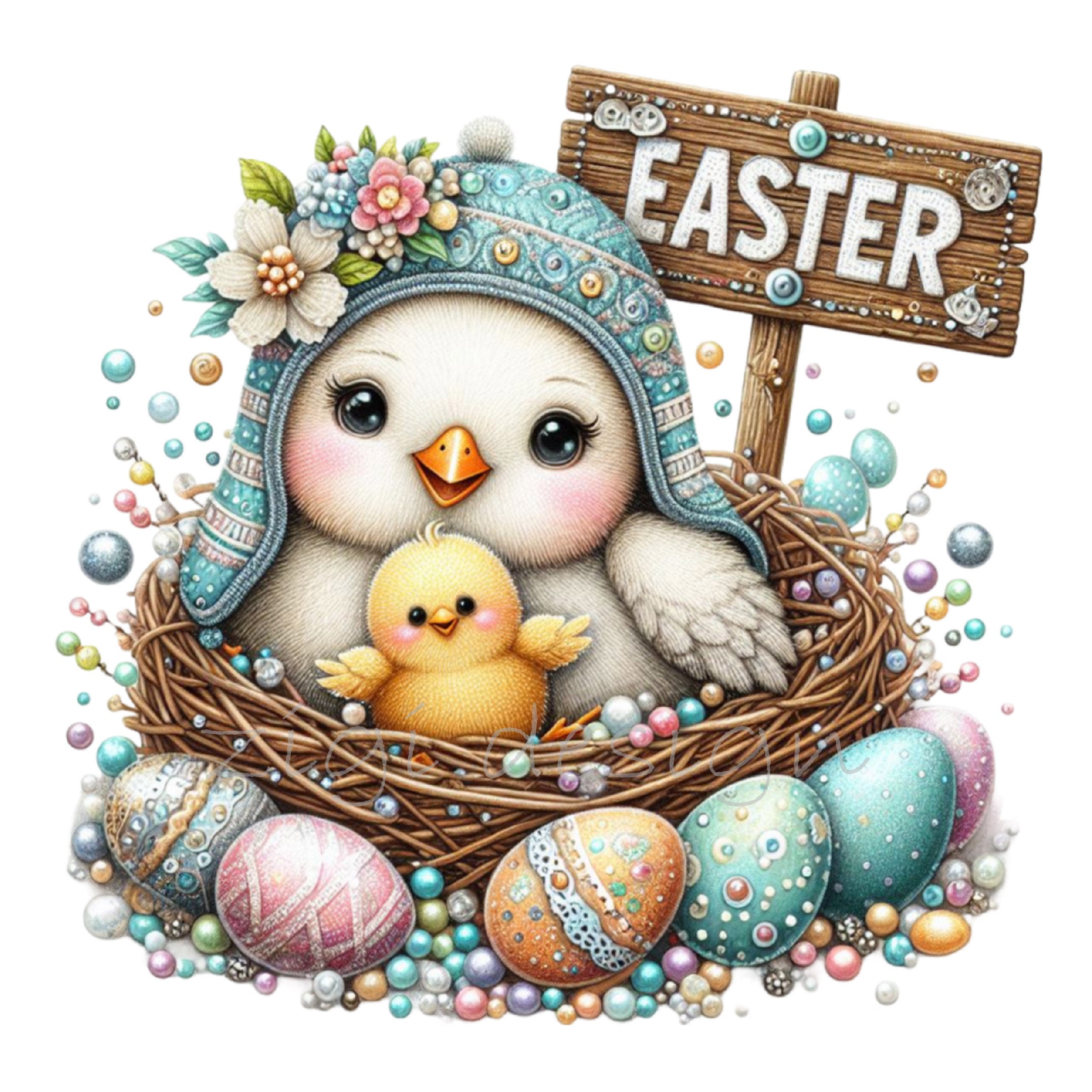 18 PNG Spring Easter Chick Clipart, Hatching Bird Sublimation, Floral ...
