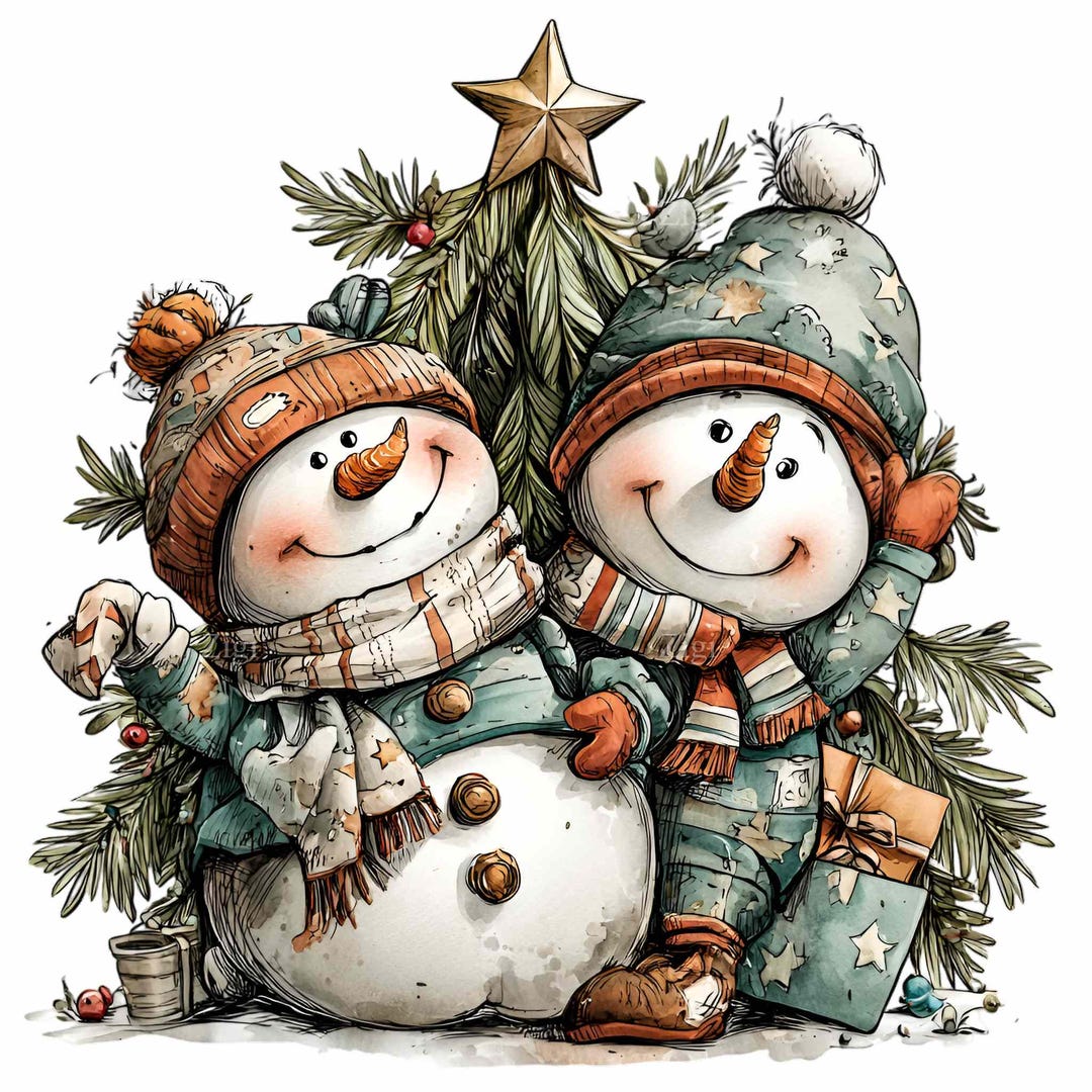 15 PNG Christmas Snowmen – Cute Winter Holiday Clipart – Festive ...