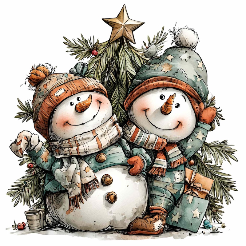 Snowmen Clipart - Etsy
