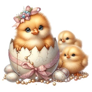 10 PNG Easter Chicks Clipart – Baby Chick Egg Illustration, Spring Farm ...