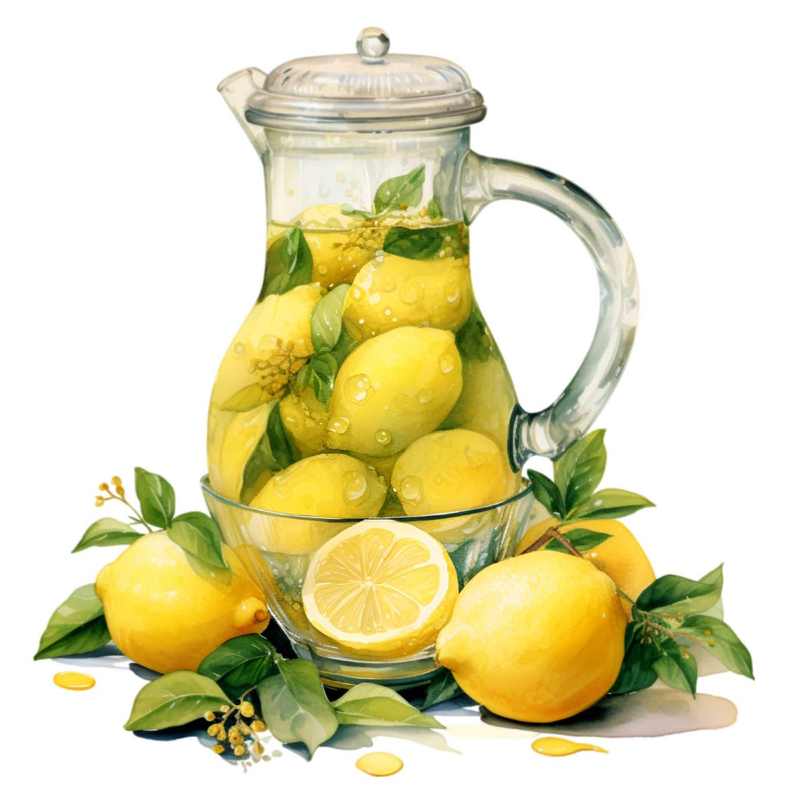 17 PNG Lemonade Pitcher, Watercolor Citrus Drink Clipart, Summer Fruit ...