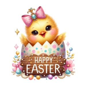 Rabbit Clipart, Chick Clip Art, 20 PNG Easter Sign Watercolor, Junk ...