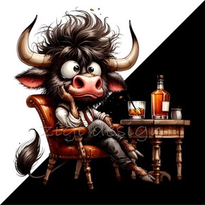Drunk Cow Clipart, 12 PNG Bull Alcohol Humorous Funny Cartoon Images ...