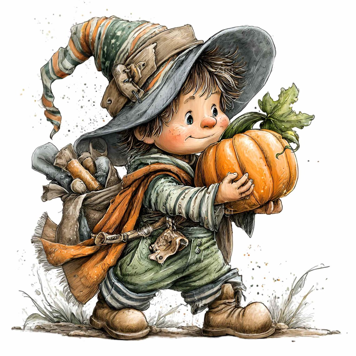 14 PNG Pumpkin Boy – Autumn Harvest PNG Clipart – Fall Gnome Child ...