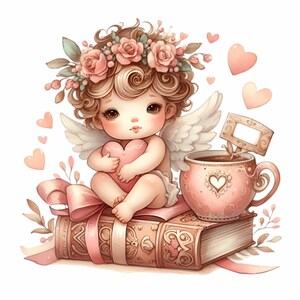 15 Cupid With Rose Crown PNG Clipart, Valentine's Angel Baby ...