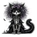 Gothic Skeleton Cat Clipart 12 PNG Spooky Feline With Skeleton and ...