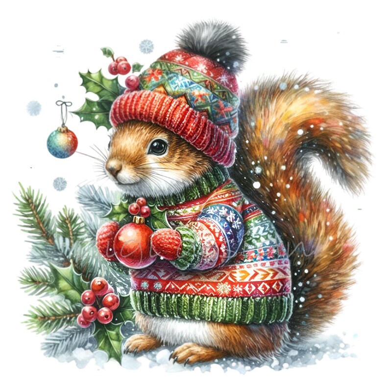 14 PNG Christmas Squirrel Clipart – Festive Winter Animal PNG – Cute ...