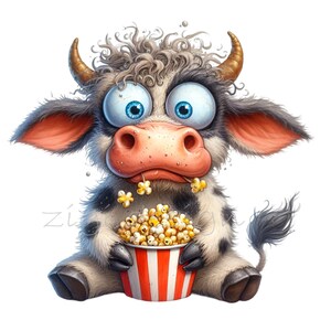 Comics Cow Eating Popcorn Clipart, 10 PNG Funny Farm Animal Cartoon ...