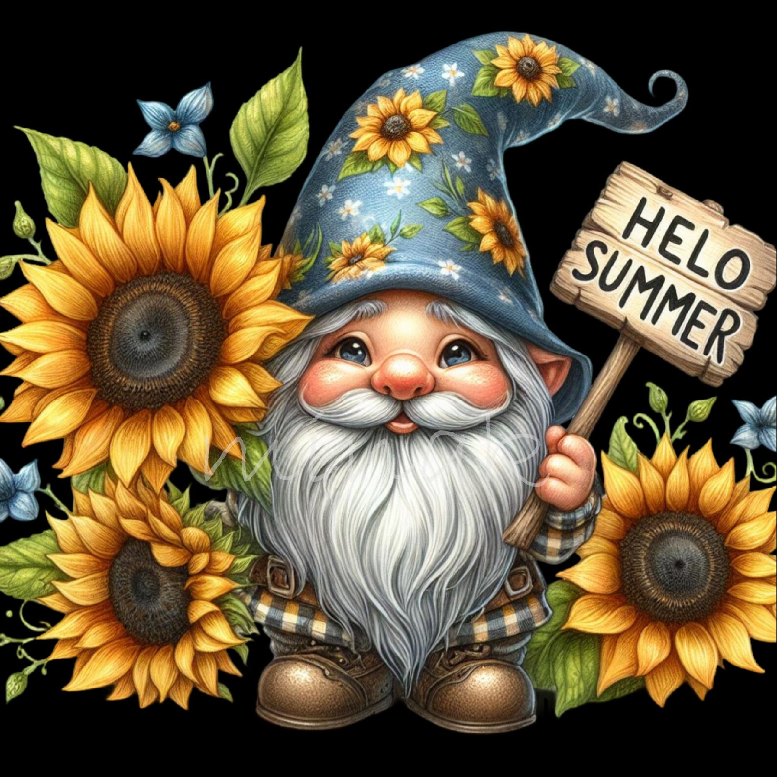 10 PNG Hello Summer Gnome Clipart – Gnome With Sunflower, Lavender ...