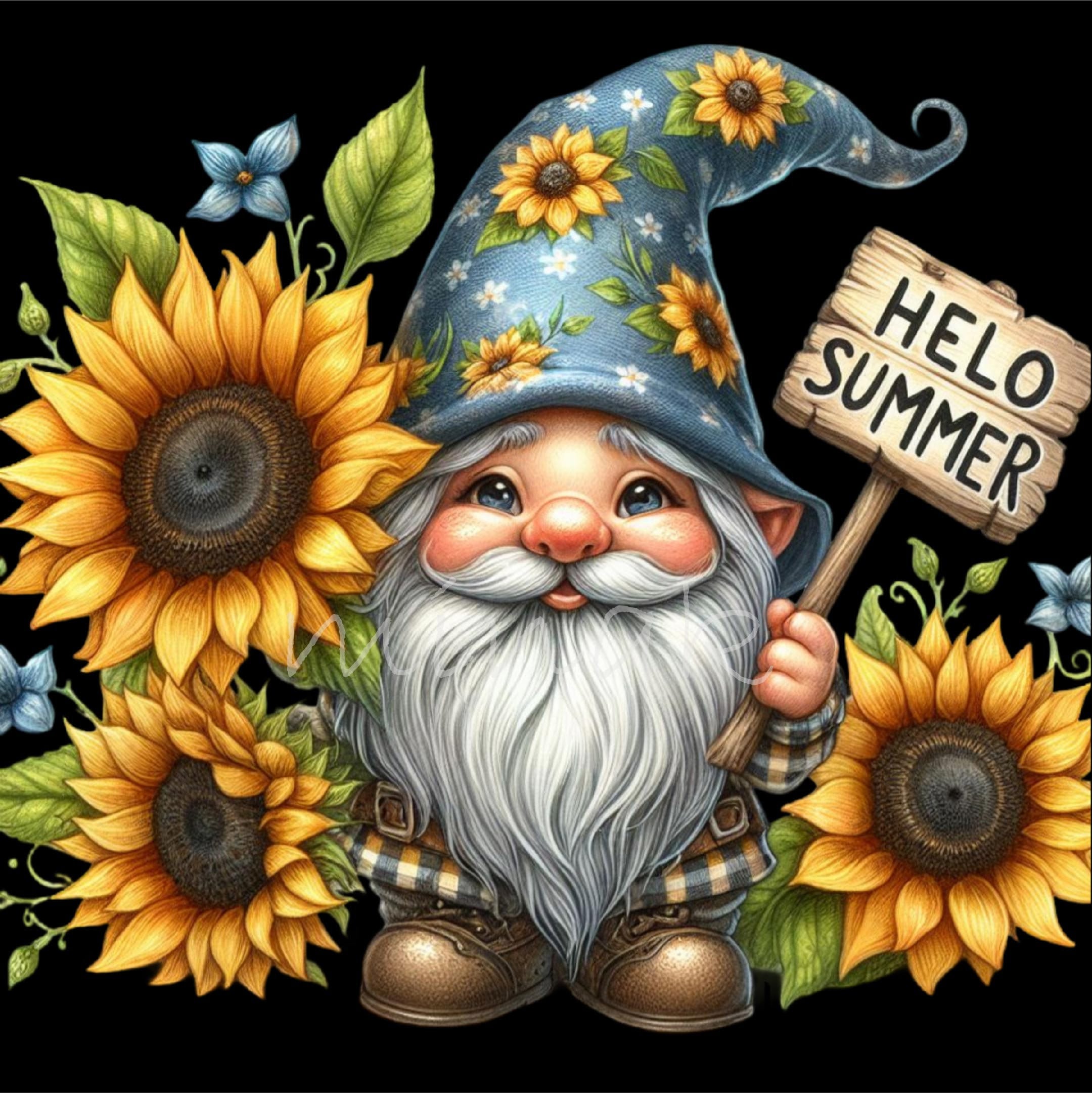 10 PNG Hello Summer Gnome Clipart – Gnome With Sunflower, Lavender ...