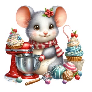 Bakery Clipart Set 20 PNG Mouse Baking Cake Digital Download for Crafts ...