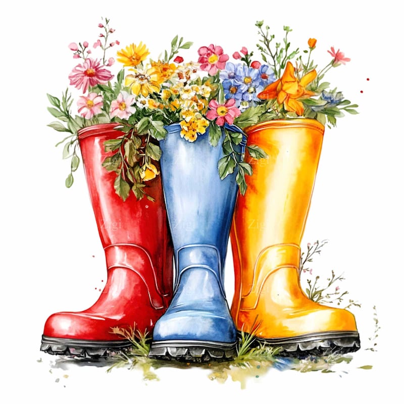 Rain Boots Clipart - Etsy