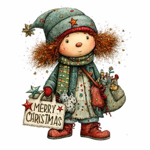 20 PNG Christmas Girl Clipart – Holiday Tag PNG – Cute Winter ...