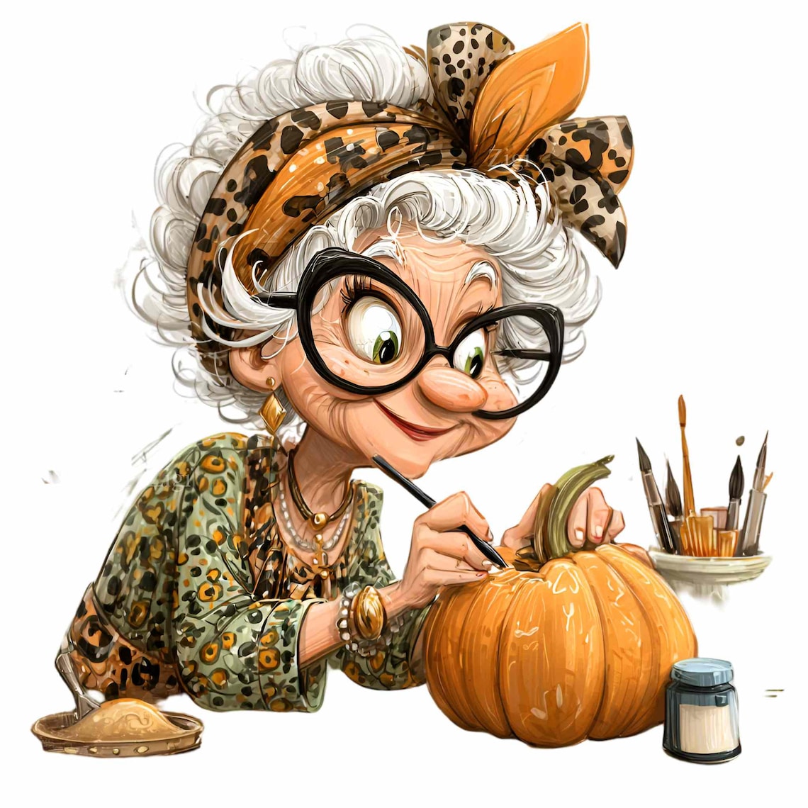 16 PNG Grandma Painting Pumpkin Autumn Craft Sublimation - Etsy
