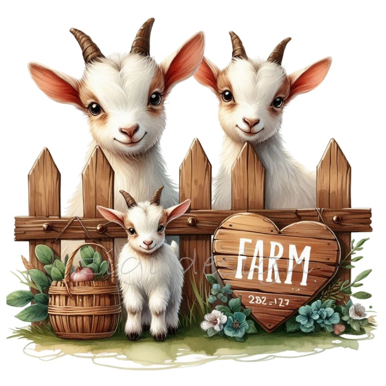10 PNG Farm Goats Clipart, Country Animal Illustration (digital ...