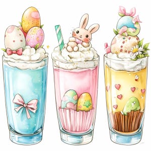 14 PNG Watercolor Easter Milkshake PNG Clipart, Cute Spring Dessert ...