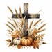 20 JPG Rustic Autumn Cross, Fall Pumpkin Harvest Clipart, Christian ...