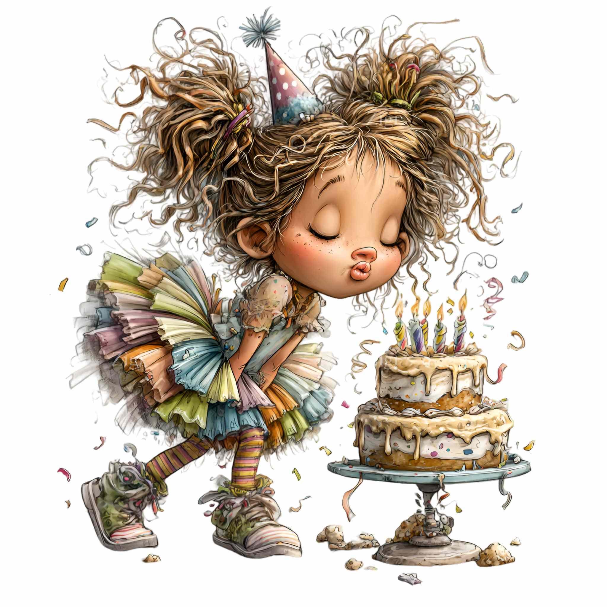 16 PNG Birthday Party Girl Clipart – Cake Candles PNG Illustration ...