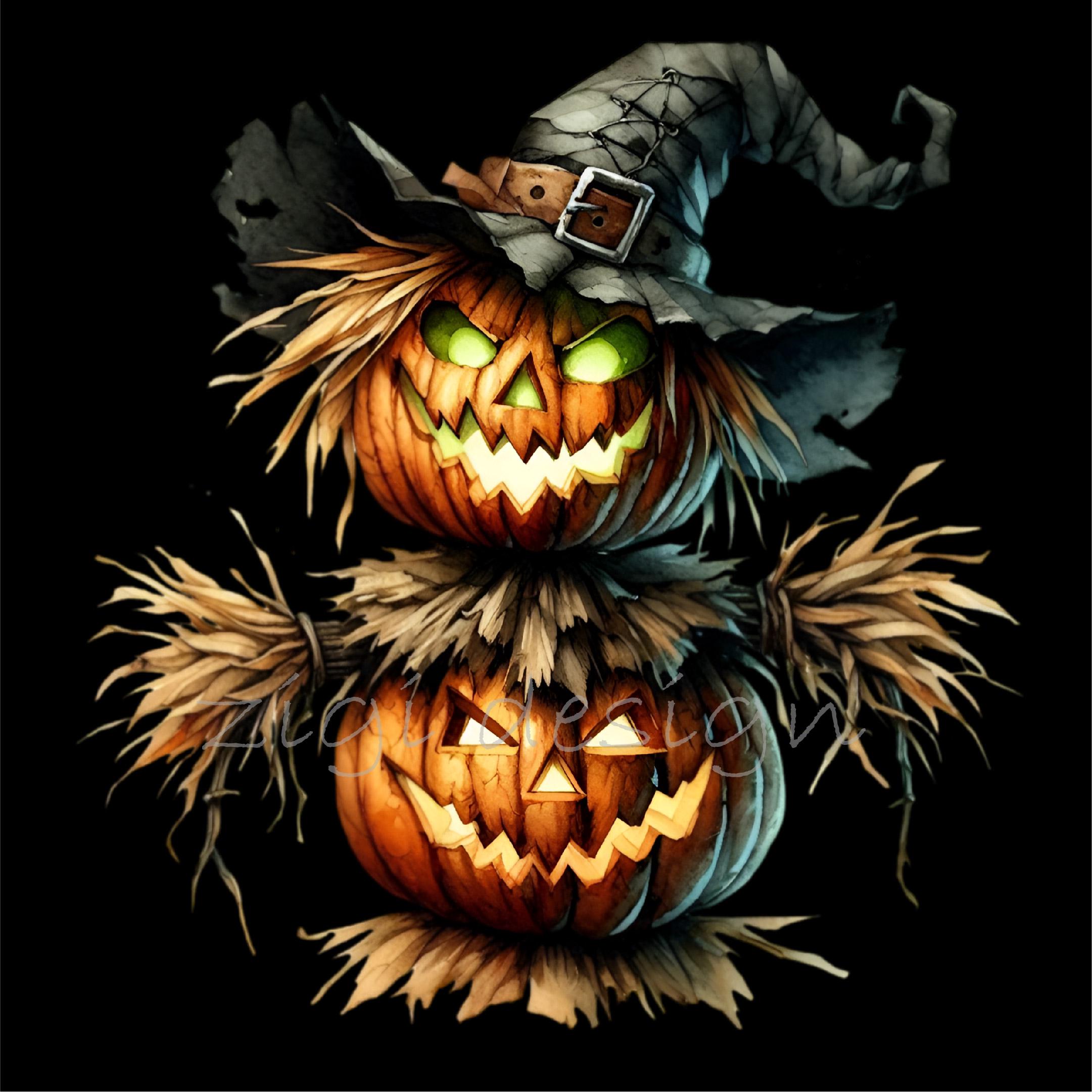 10 PNG Pumpkin Scarecrow Clipart – Halloween PNG File – Haunted Fall ...