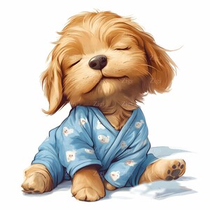 16 JPEG Cute Puppy in Pajamas Clipart, Adorable Dog Illustration JPEG ...