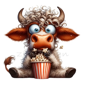 Comics Cow Eating Popcorn Clipart, 10 PNG Funny Farm Animal Cartoon ...