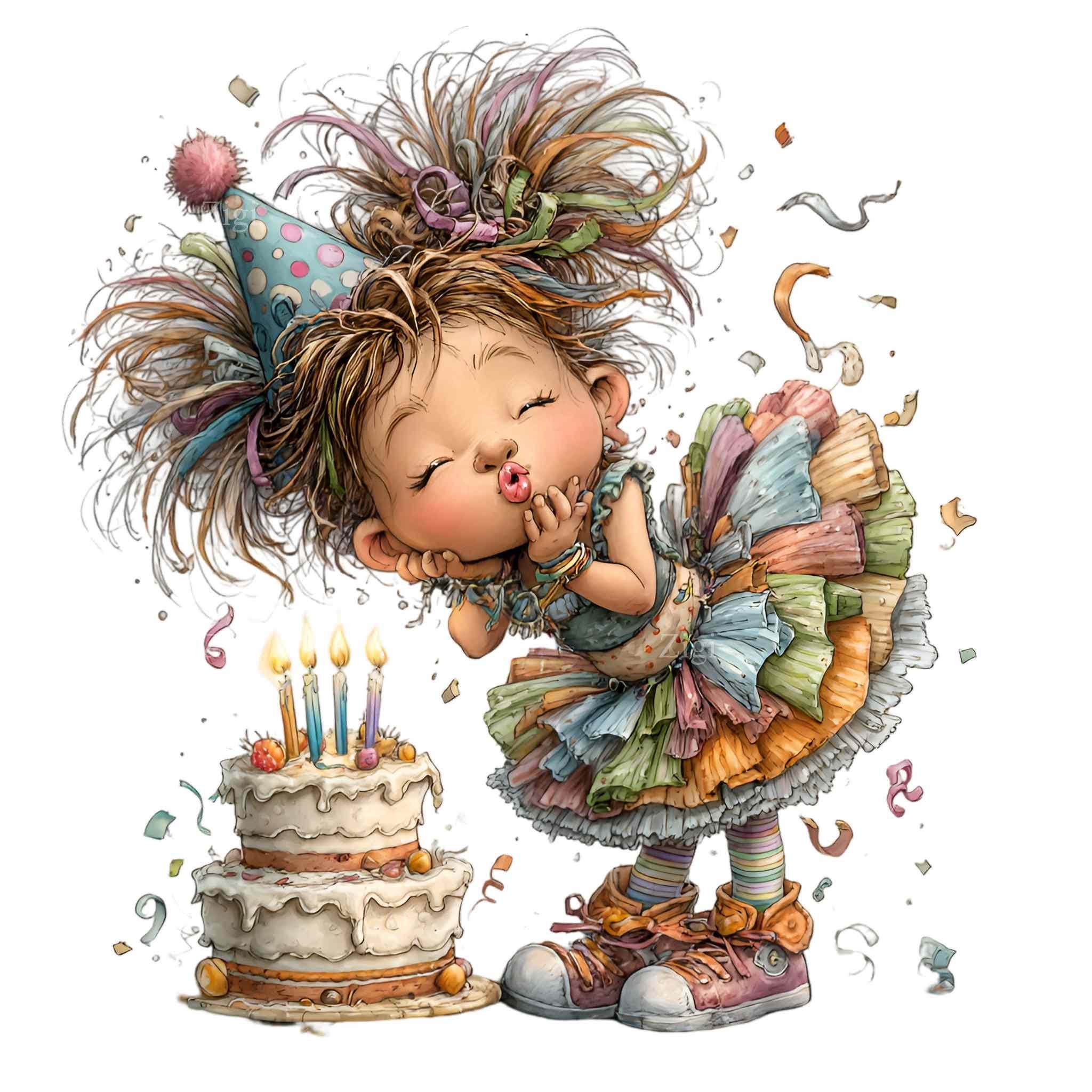 16 PNG Birthday Party Girl Clipart – Cake Candles PNG Illustration ...