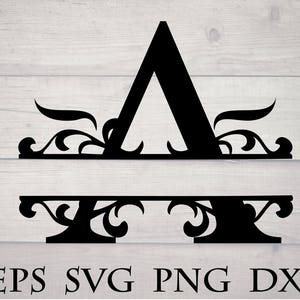 Monogram Split Letter Svg Divided Initial A Svg Swirl Letter Svg Ornate ...