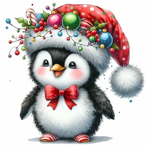 12 Christmas Penguin PNG – Cute Holiday Bird Clipart – Festive Winter ...