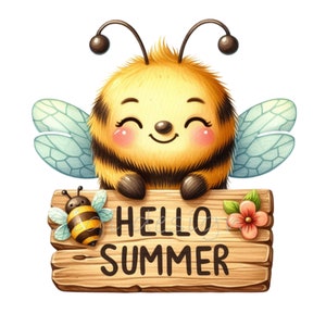 Honey Bee Clipart, Summer Clip Art, 10 PNG Watercolor, Journal, Card ...