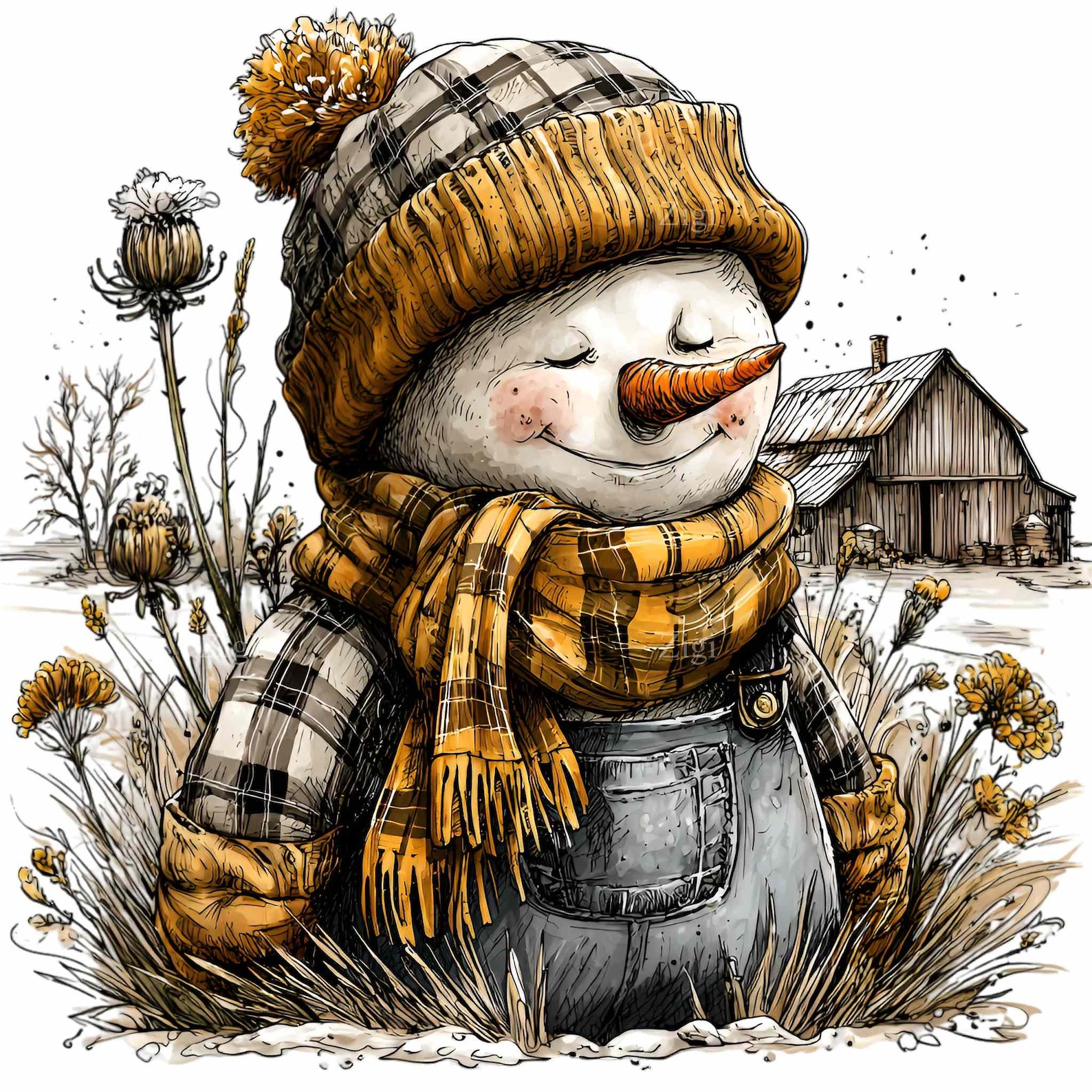 10 PNG Farm Winter Snowman – Snowman PNG Clipart – Rustic Country ...