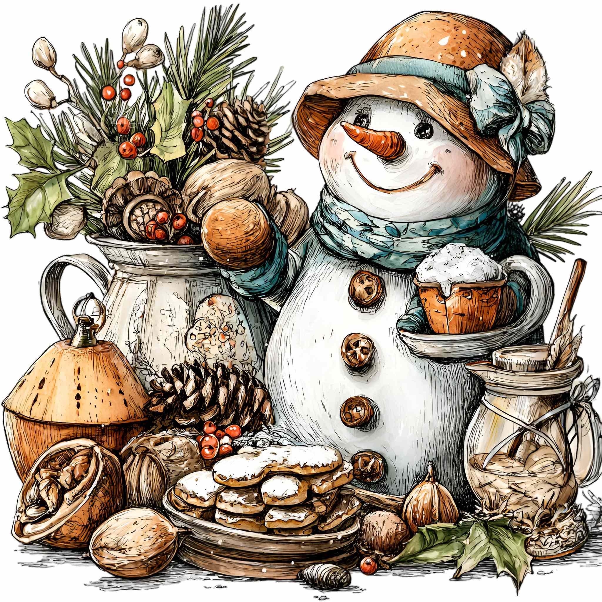 10 PNG Holiday Snowman Clipart – Christmas Cookie PNG – Cute Winter ...