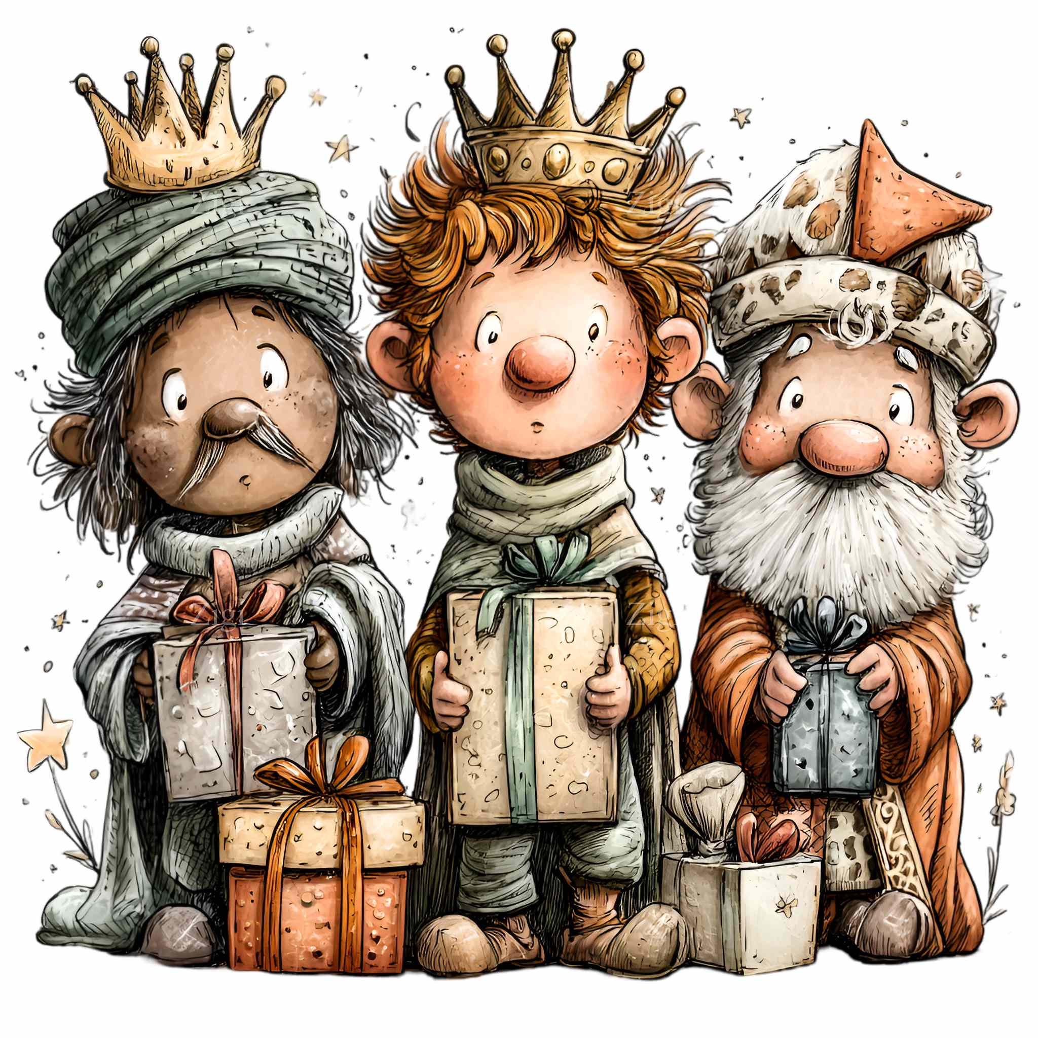 12 PNG Three Wise Men Clipart – Nativity Kings Illustration With Gifts ...