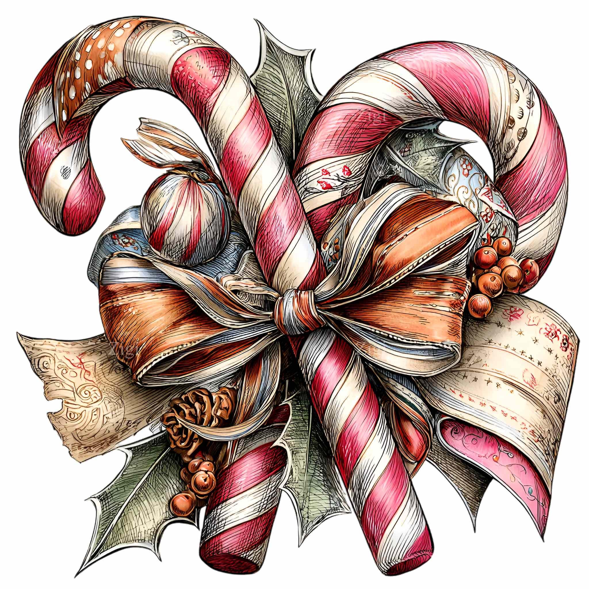 10 PNG Striped Candy Cane – Christmas PNG Clipart for Crafters, Festive ...