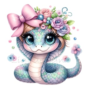 Floral Snake Clipart With Bow High-resolution 15 PNG for Scrapbooking ...