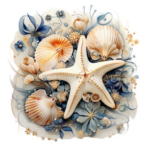 Starfish Clipart 10 PNG, Watercolor Seashells Underwater Ocean Beach ...