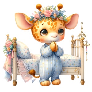 Giraffe Clip Art, 12 PNG Praying Clipart, Christian Clipart, Watercolor ...