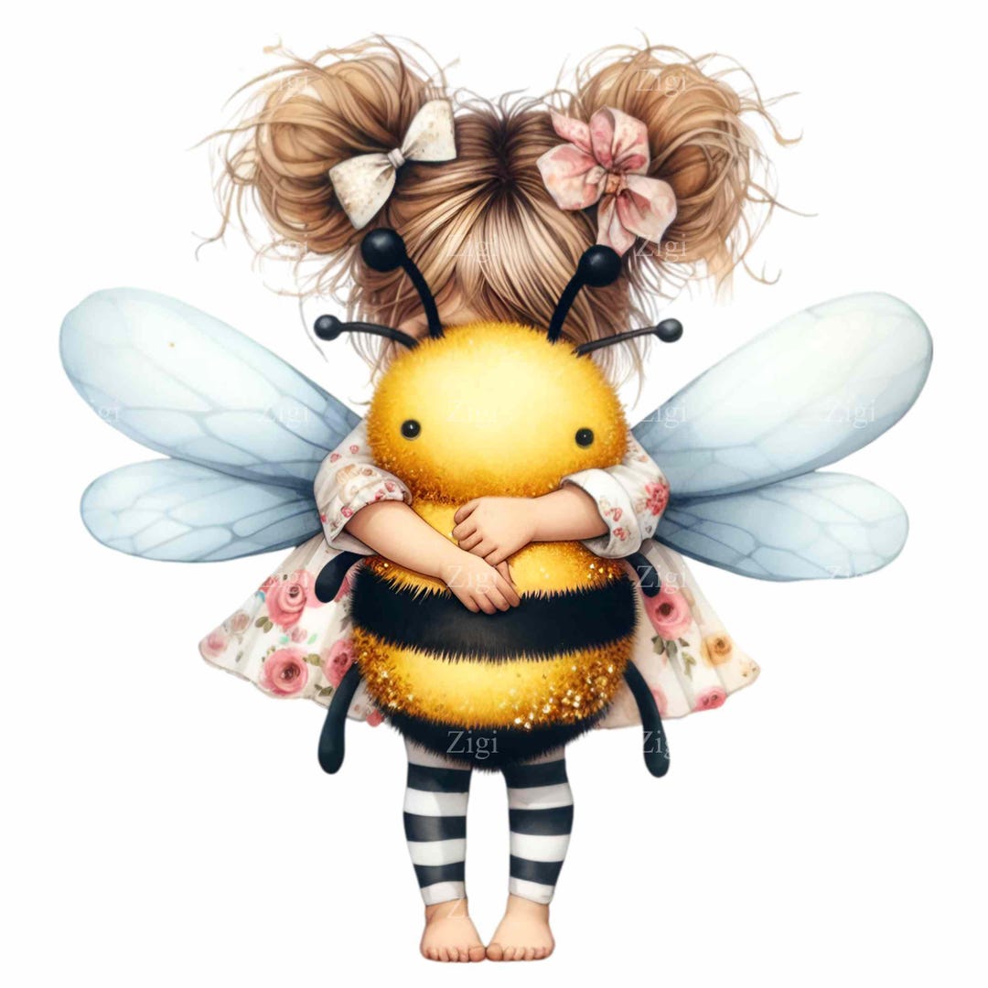 10 PNG Girl Hugging Bee PNG Clipart | Cute Child and Bumblebee ...