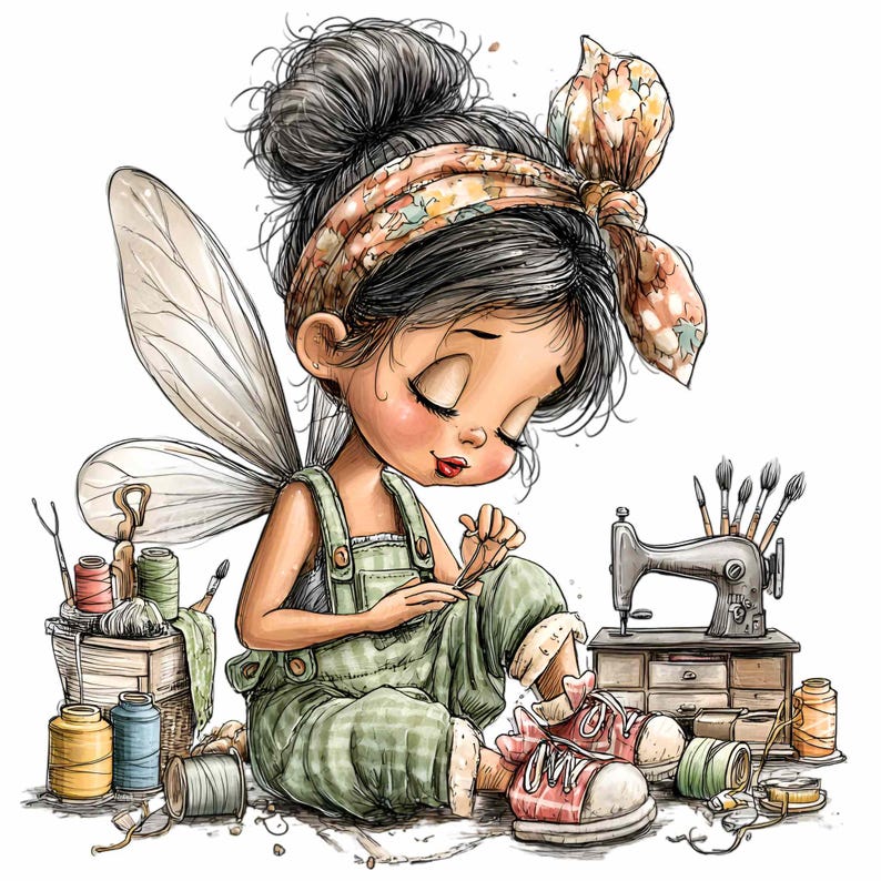 15 PNG Thread Spool Clipart – Sewing Fairy PNG – Cute Craft Art for ...