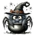 Cute Halloween Spider Clipart 12 PNG, Adorable Spider in Witch Hat ...