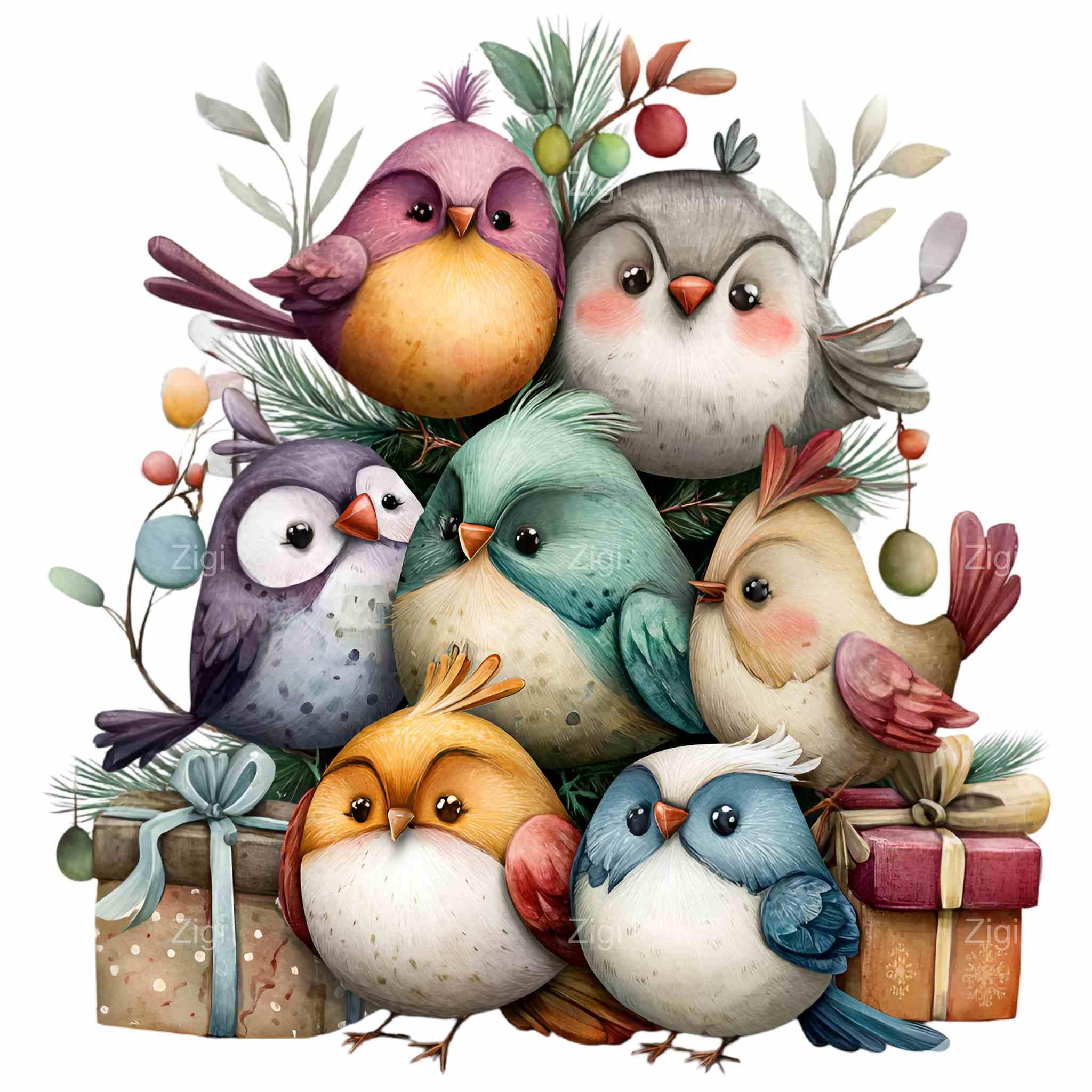 15 PNG Christmas Birds Clipart - Festive Bird PNG With Gifts and ...