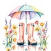 Rain Boots Clipart Bundle, 20 PNG Watercolor Umbrella Rubber Boots ...